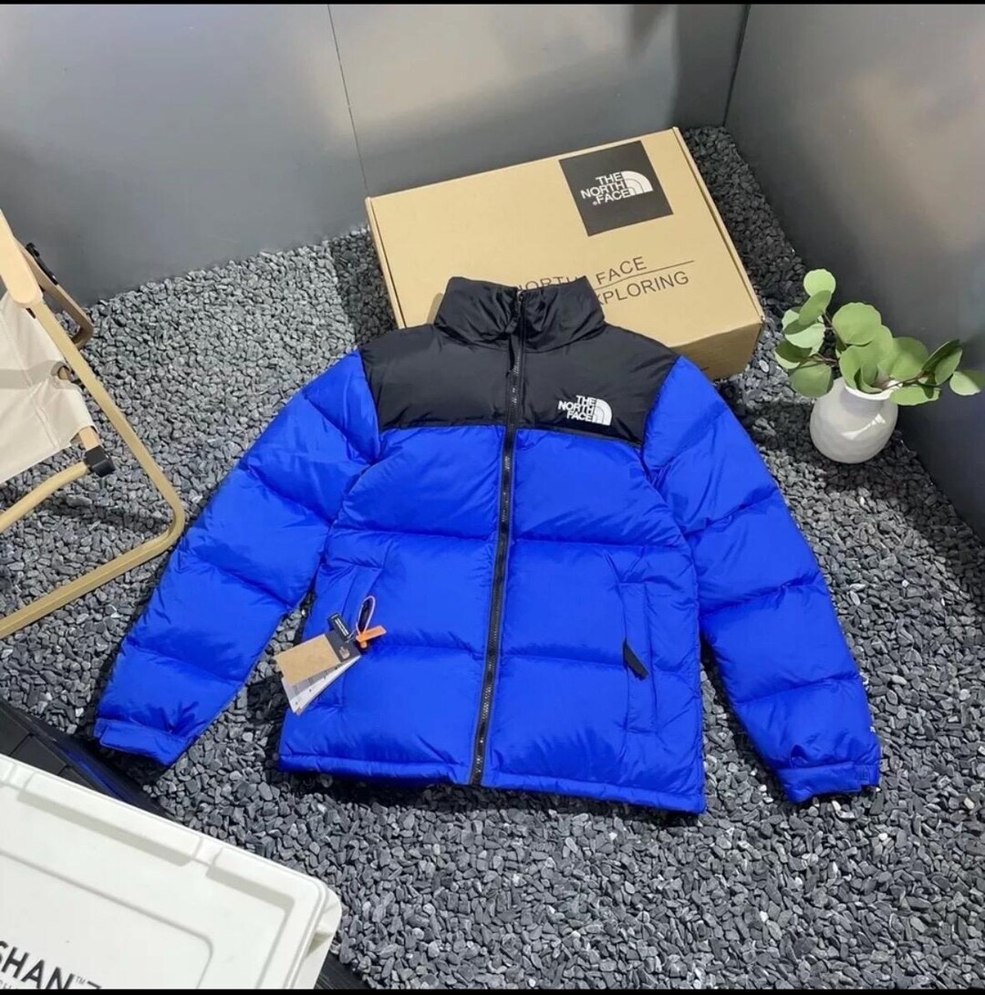 New Northface Puffer Jacket Blue and Black - Etsy