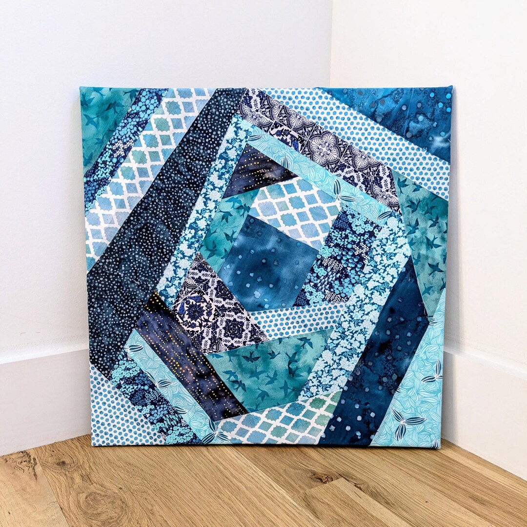 Blue Fabric Collage Wall Art - Etsy