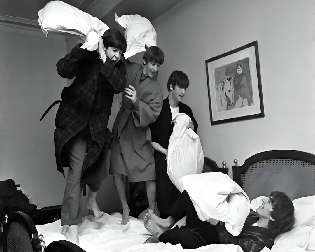 The Beatles Having a Pillow Fight, 8 X 10, Photograph, Photo ...
