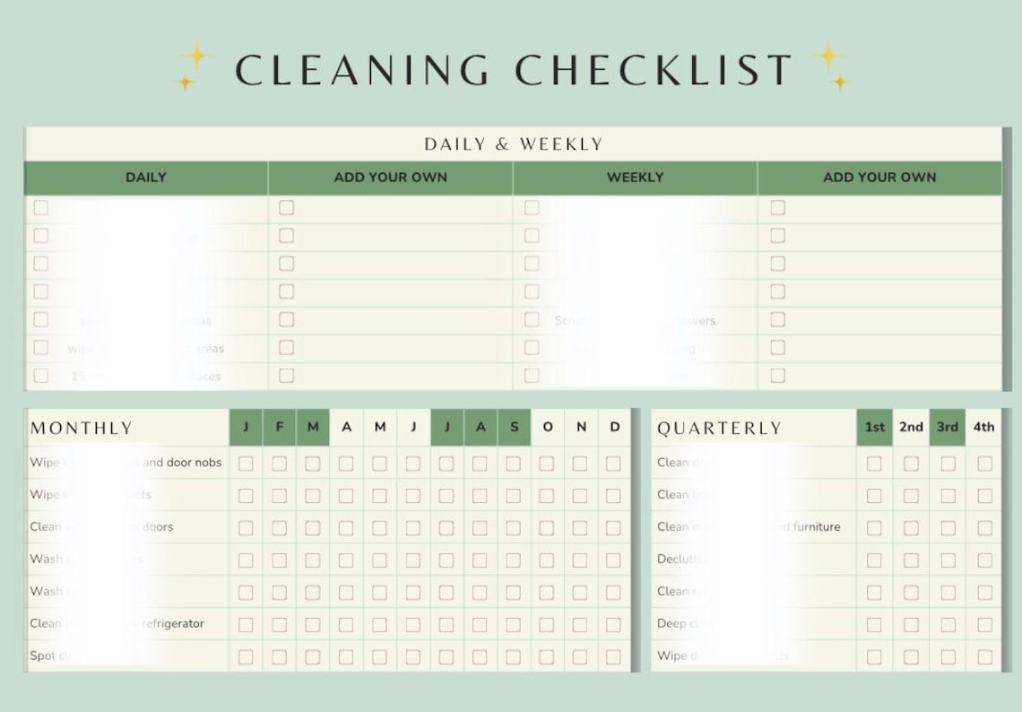 Cleaning Checklist - Etsy