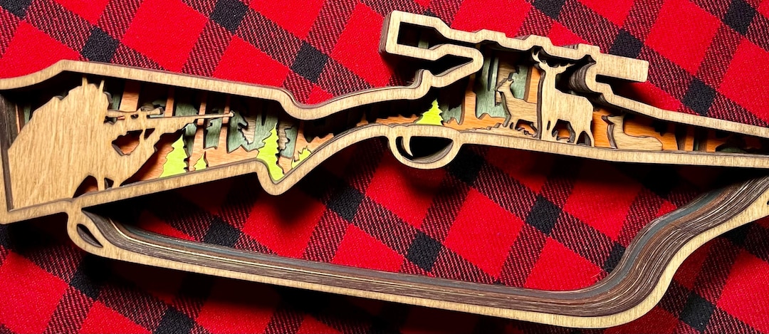 8 Layer Gun With Sling, 3d Art, Laser Engraved, Hand Painted, Gift for ...