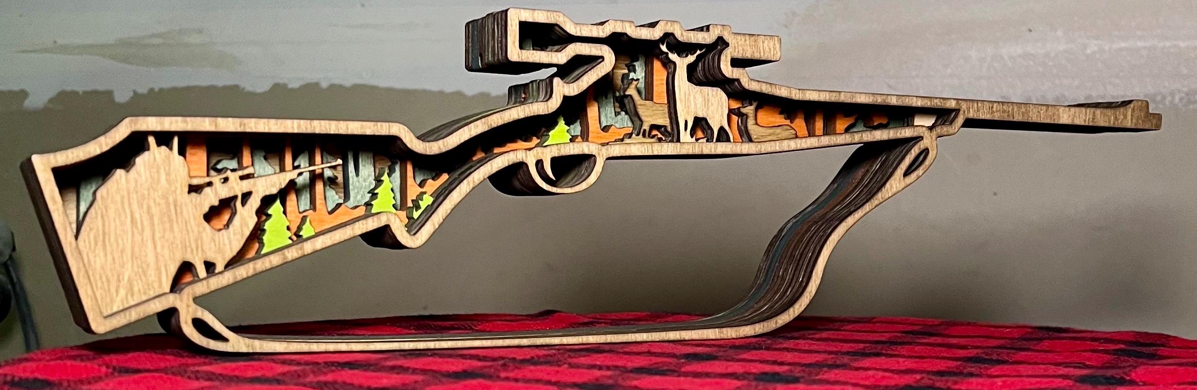 8 Layer Gun With Sling, 3d Art, Laser Engraved, Hand Painted, Gift for ...