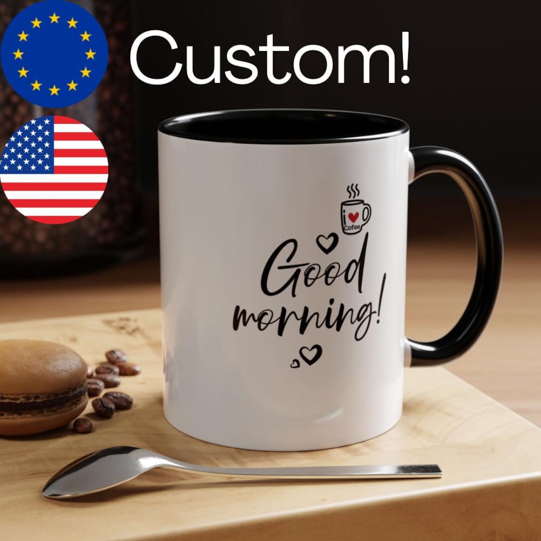 EU/US Good Morning Mugs, Coffee Cups, Tea Mugs, Ceramic Drinkware, Wake up Cups, Kitchen Decor ...