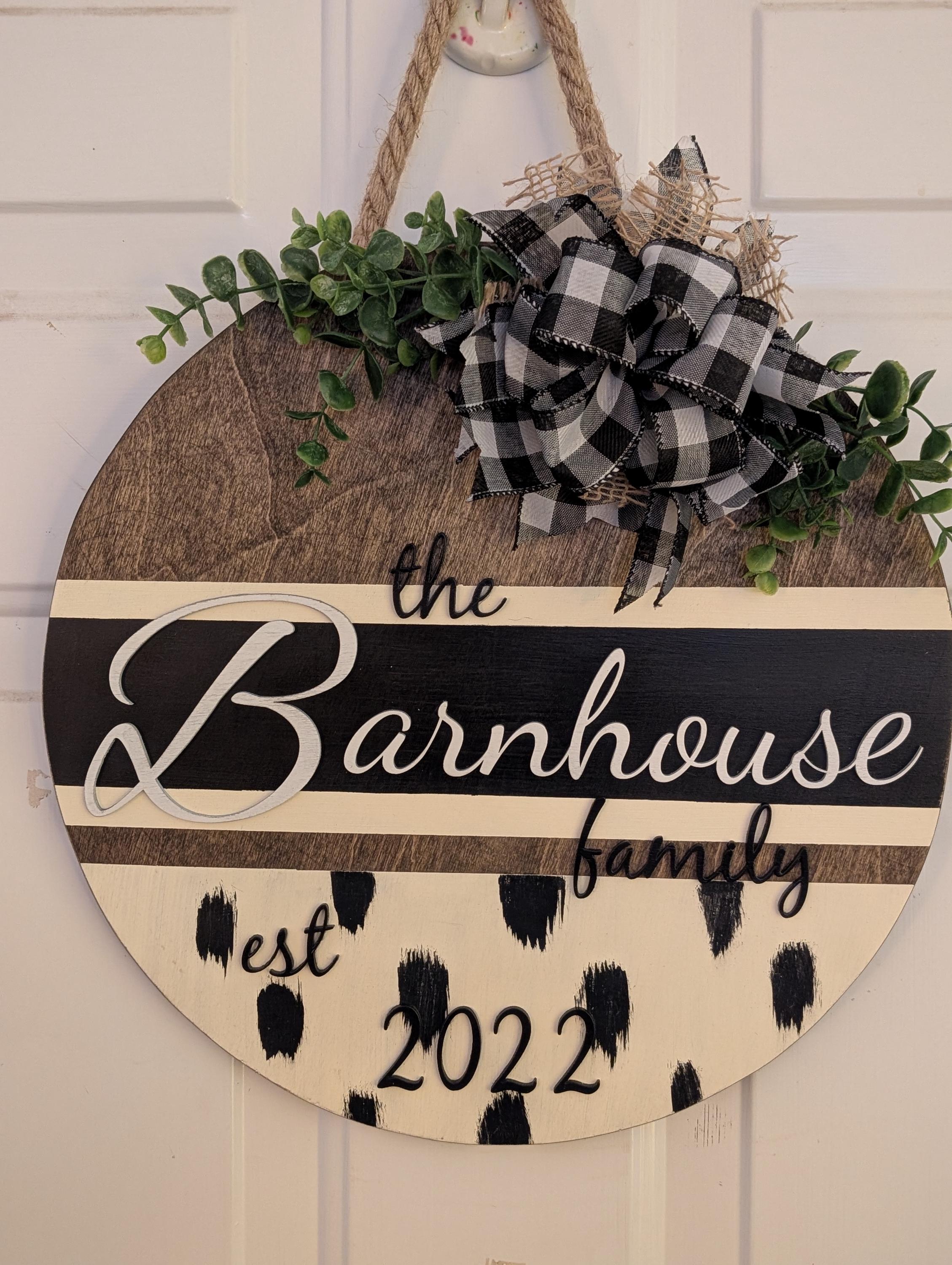 Beautiful Round Custom Door Hanger, Rustic, Round, Farmhouse, Cow Print ...