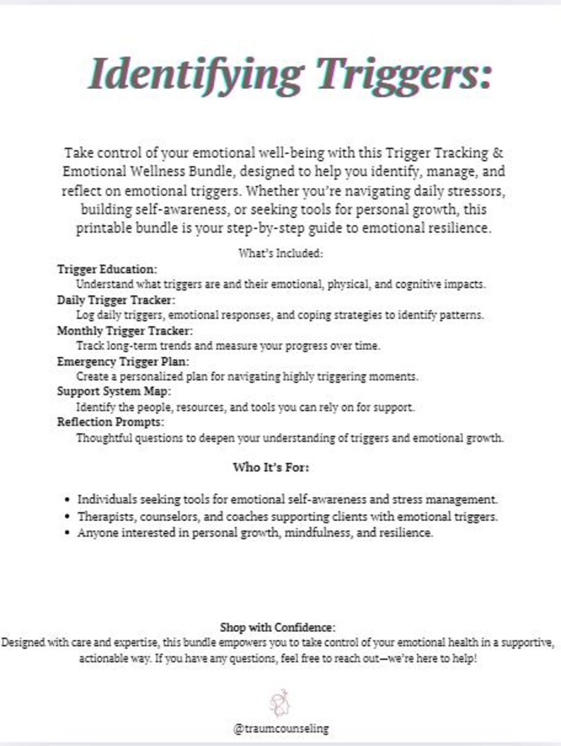 Mental Health Bundle: Mindful Trigger Management Kit - Etsy