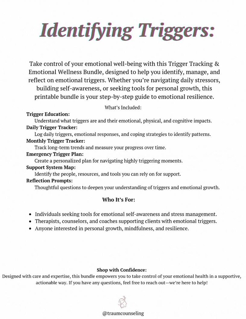 Mental Health Bundle: Mindful Trigger Management Kit - Etsy