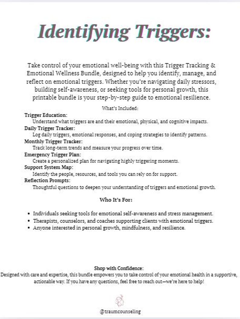 Mental Health Bundle: Mindful Trigger Management Kit - Etsy