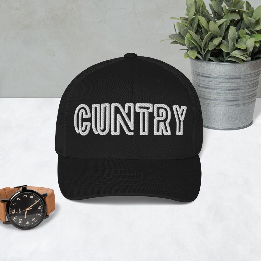 Cuntry Embroidered Snap Back Trucker Cap - Country Style, Farmhouse Hat ...