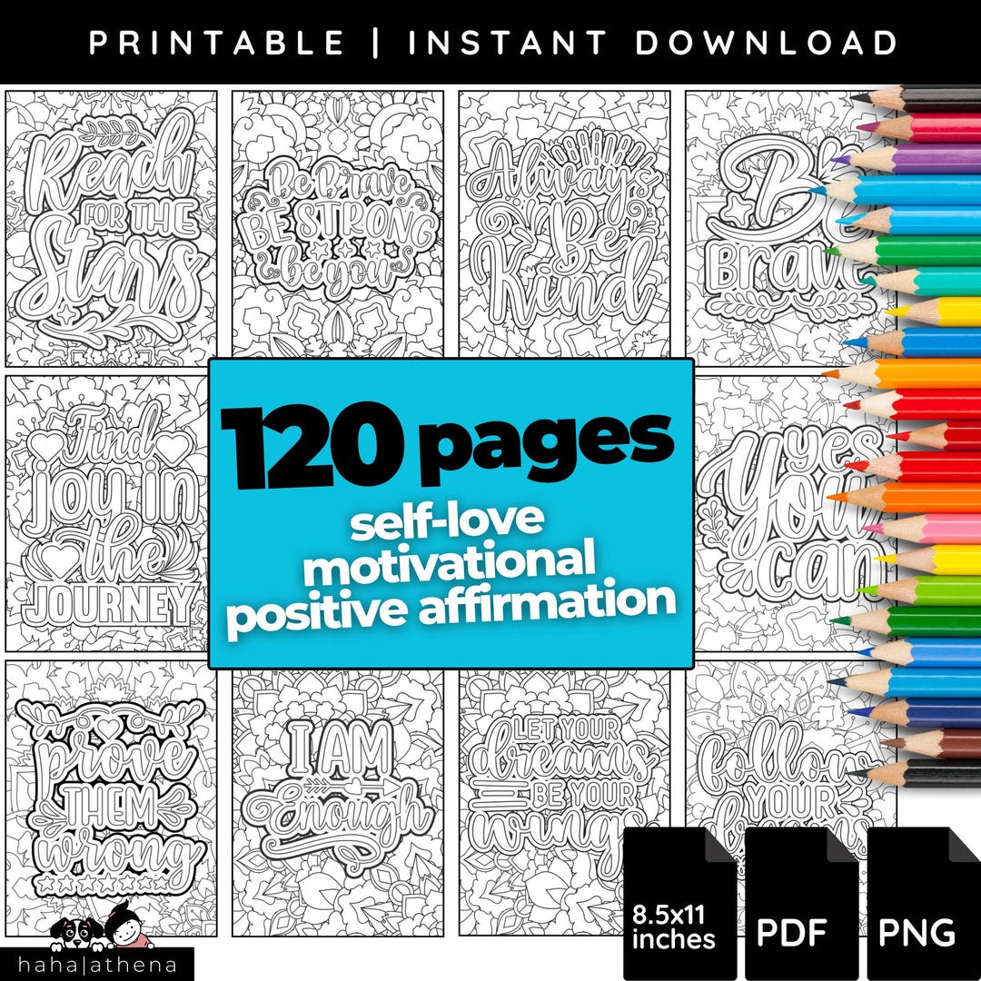 120 Positive Affirmation Coloring Pages | Motivational Quotes ...