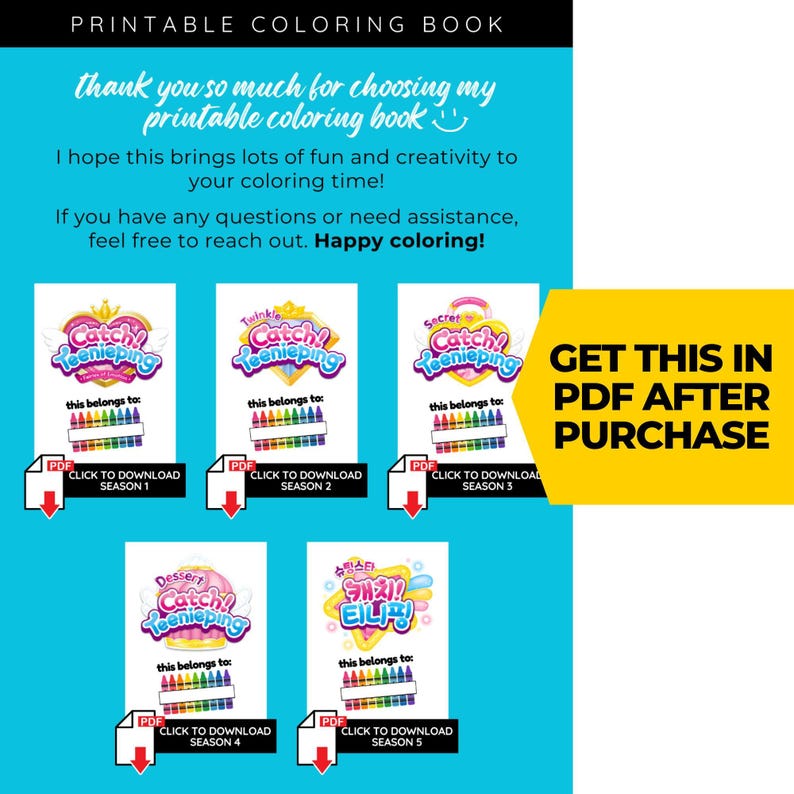 Printable Coloring Page, Teenieping, Instant Download Coloring Book PDF ...