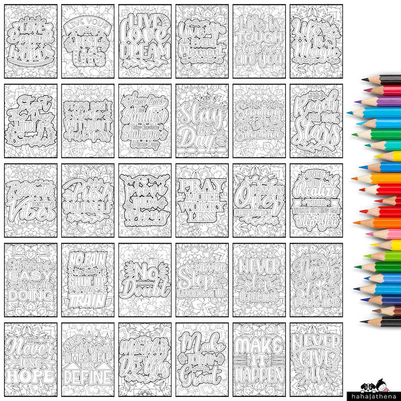 120 Positive Affirmation Coloring Pages | Motivational Quotes ...