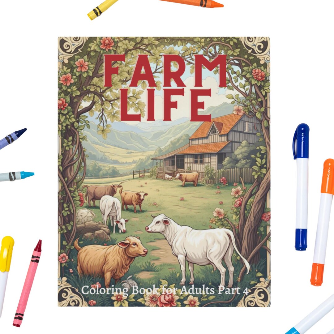 Farm Life Coloring Book for Adults | Barn Animal Coloring Pages With ...