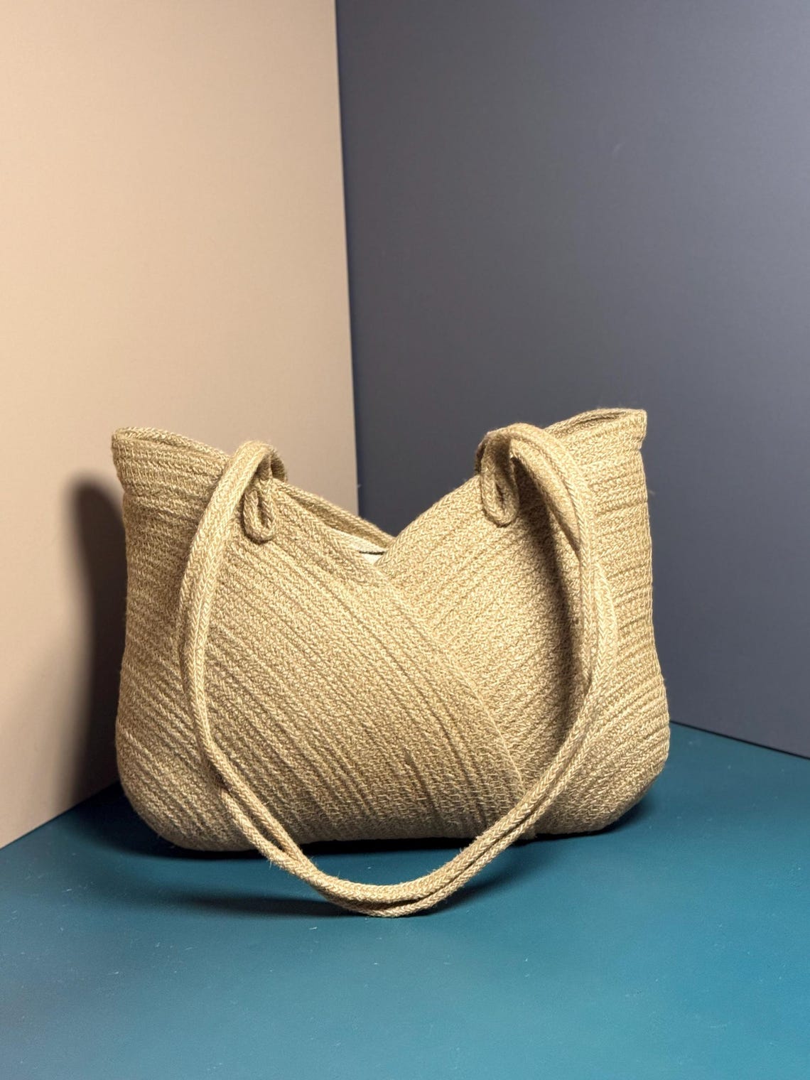 Handcrafted Natural Jute Bag, Sustainable Handbag, Stylish Burlap Bag ...