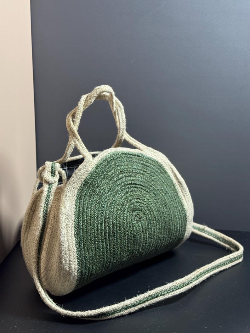 Handcrafted Natural Jute Bag | Sustainable Burlap Handbag With Long and ...