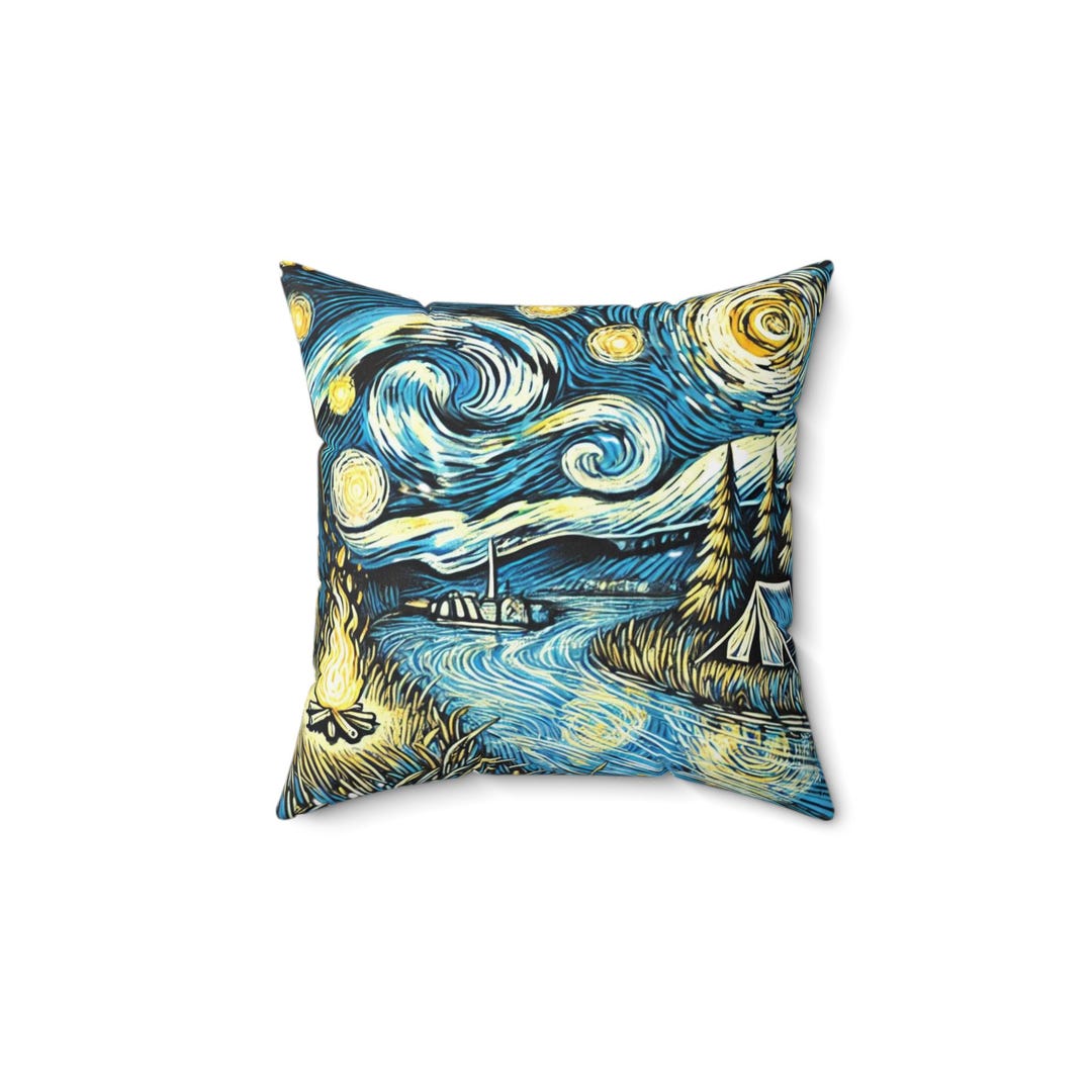Suede Pillow - Starry Night Camp Site - Outdoor Adventures, Whimsical ...