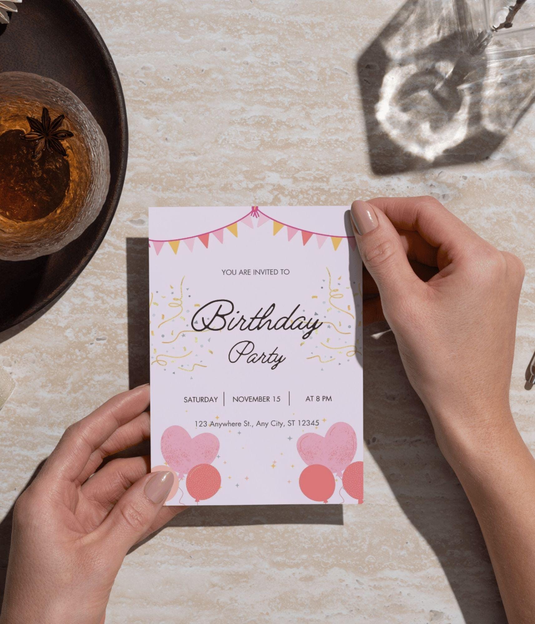 Birthday Invite, Aesthetic, Pink, Cute and Stylish, Customizable Invite ...