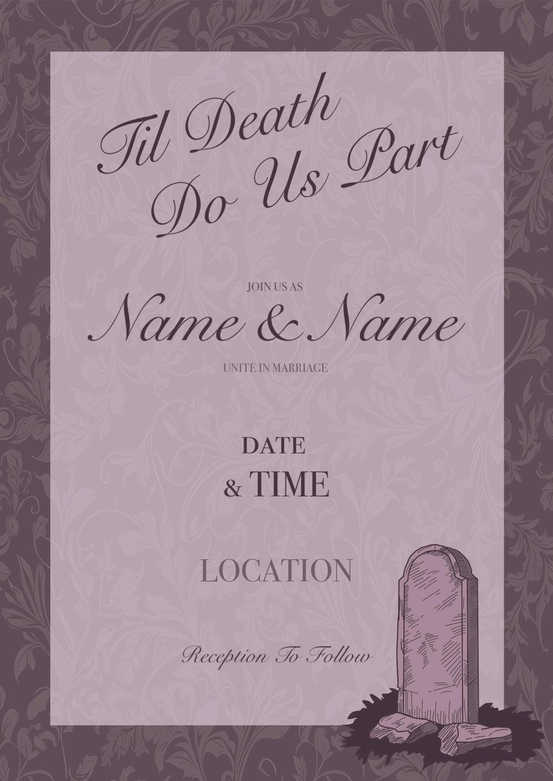 Gothic Tombstone Grave Wedding Invitation - Etsy