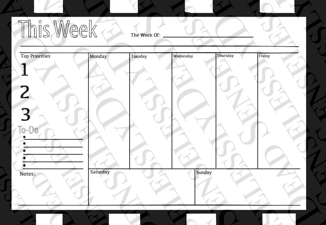 Non Dated Digital Weekly Planner With Stickers - Etsy
