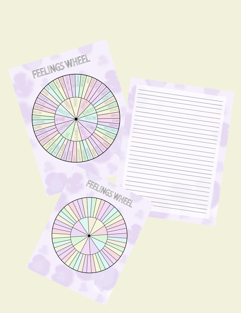 Feelings Wheel Bundle 3 Sheets Digital Printable Rainbow - Etsy