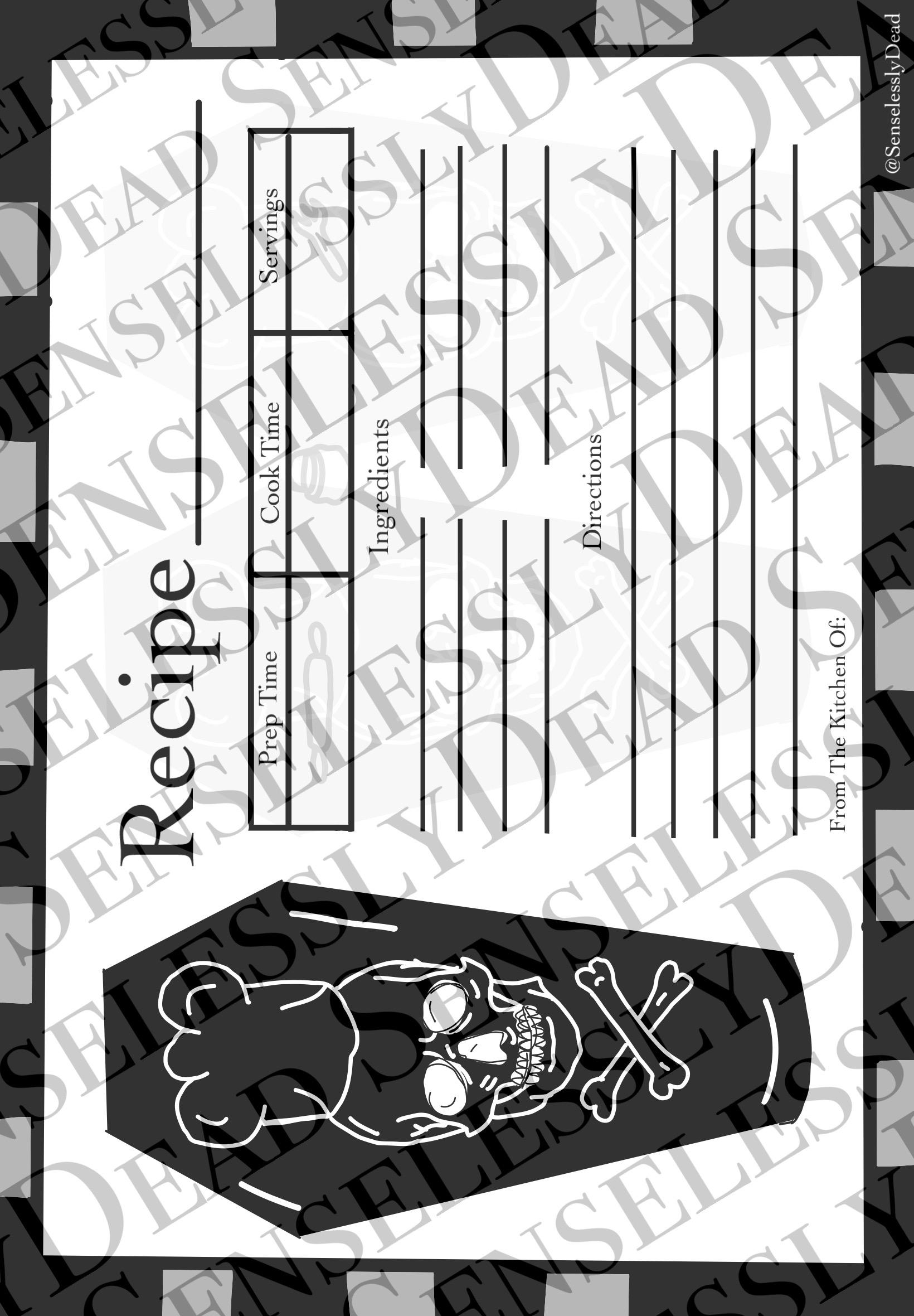 Gothic Digital Recipe Card & Sheet - Etsy