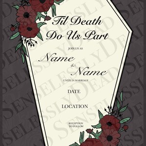 Gothic Coffin Floral Wedding Invitation - Etsy