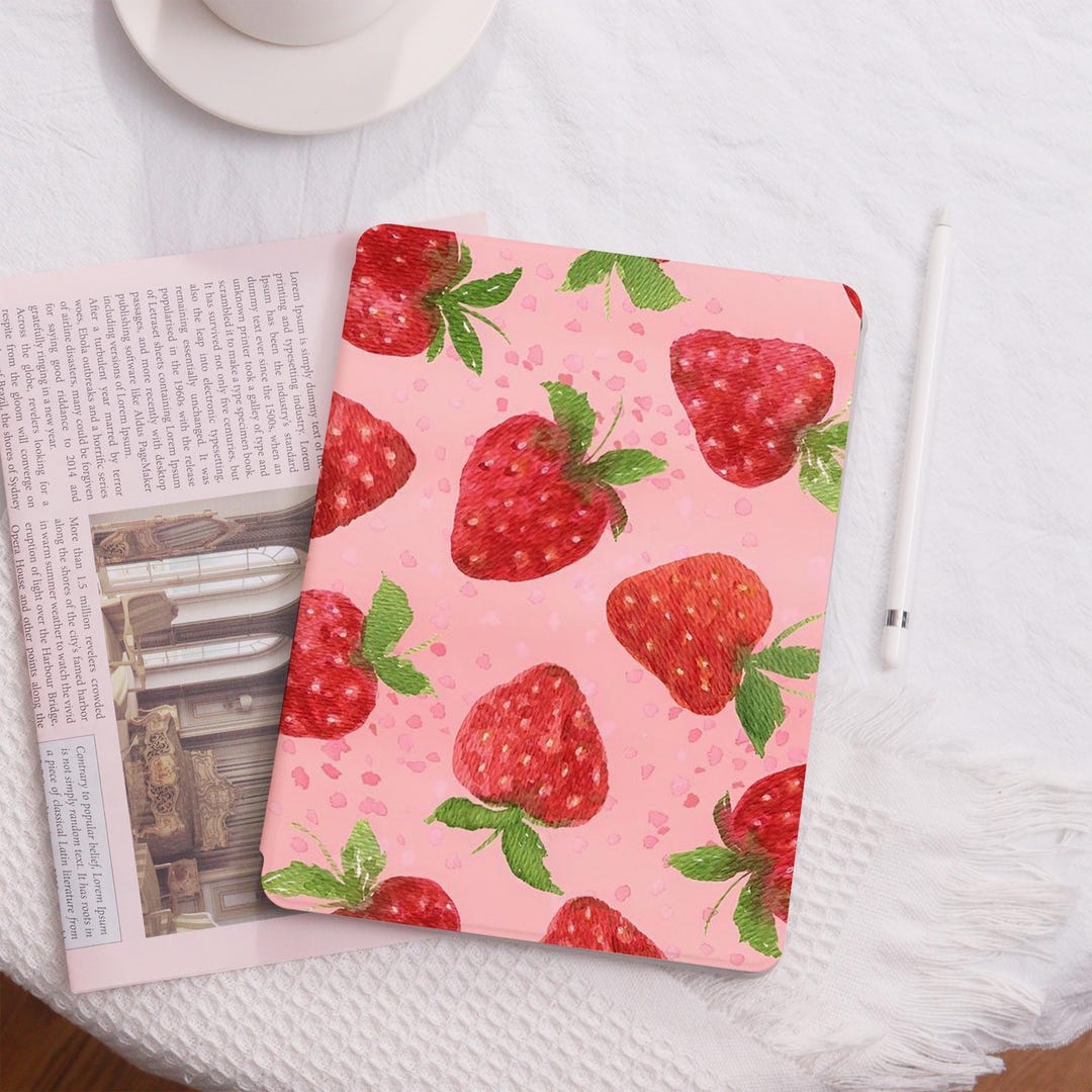 Red Cute Strawberry Pattern 360degree Rotate Stand iPad Case Pro2025 ...