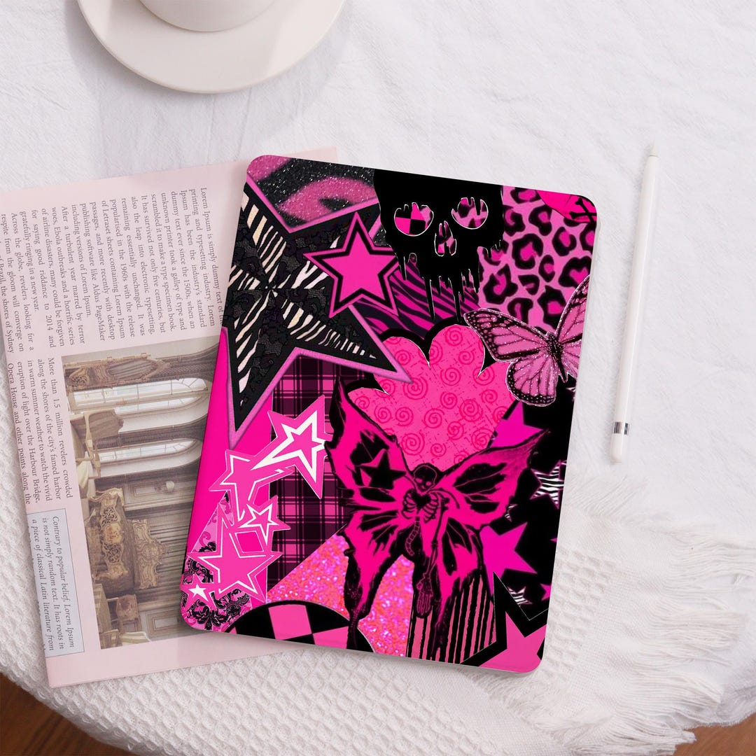 Gothic Pink Collage Personalized 360degree Rotate Stand iPad Case ...