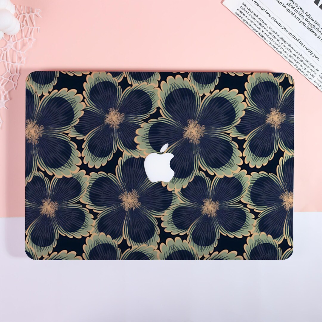 Dark Blue Floral Pattern New MacBook Case,hard Laptop Case for MacBook ...