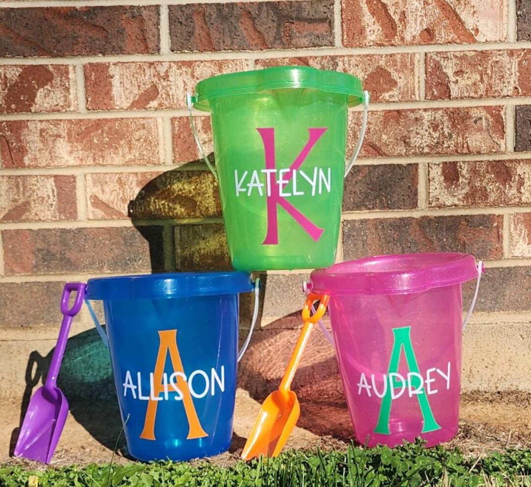 Personalized Kids Beach Bucket With Shovel, Kids Summer Party Favors ...