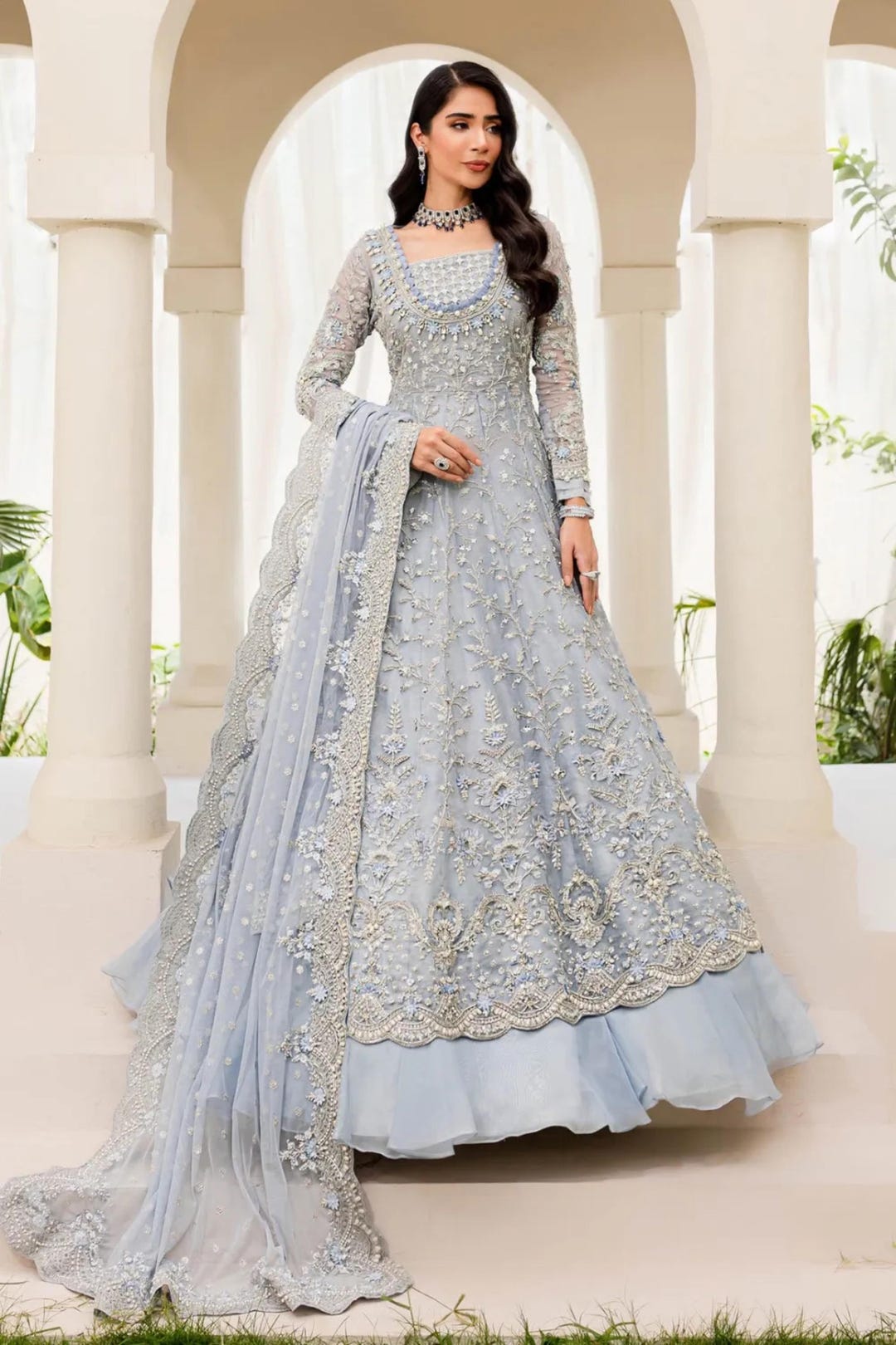 Ice Blue Pakistani Indian Wedding Dresses, Latest Bridal Party Dress ...
