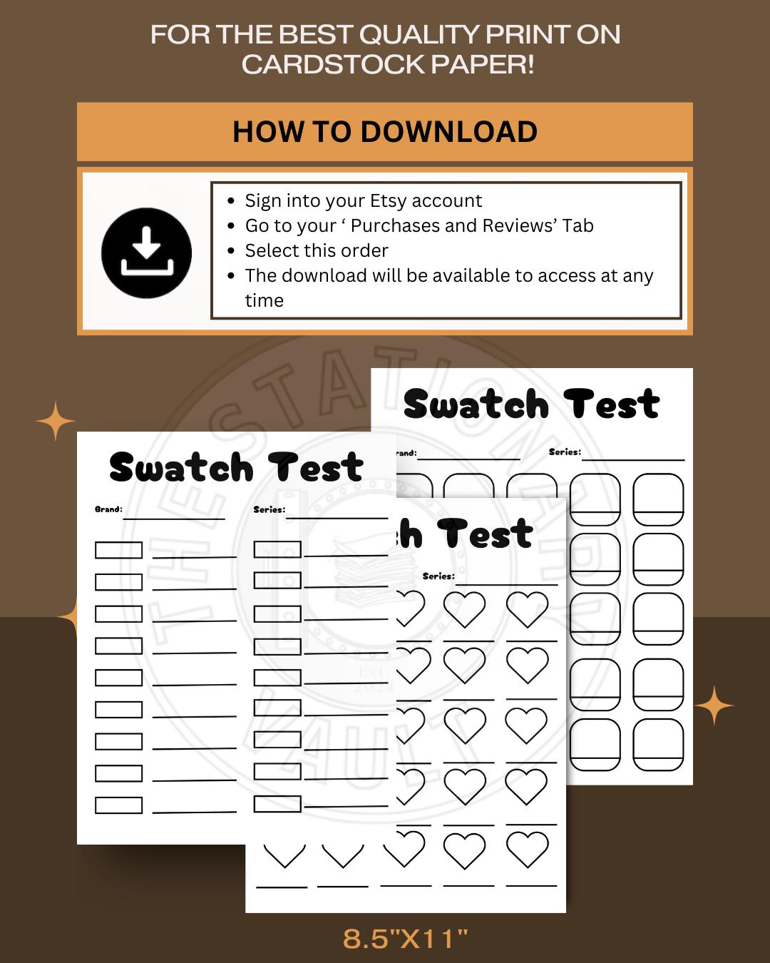 Swatch Test - PRINTABLE Journal Page - Planner Page - Color Test ...