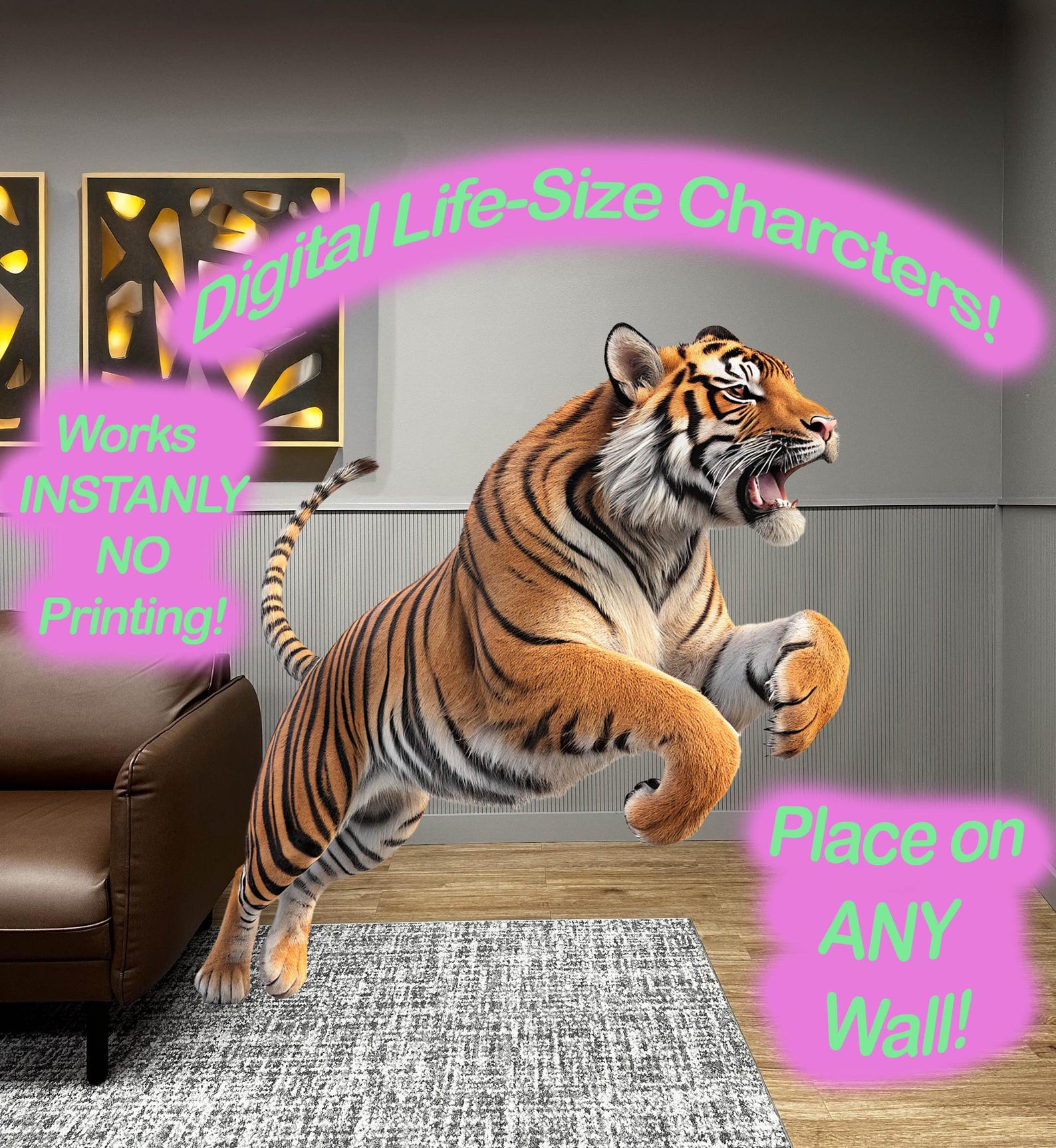 Life-size Digital Tiger Experience! Photo Prop and Birthday Decor ...