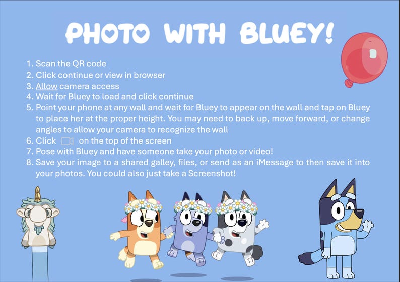 Life-size Digital Bluey Experience! Photo Prop and Birthday Decor ...