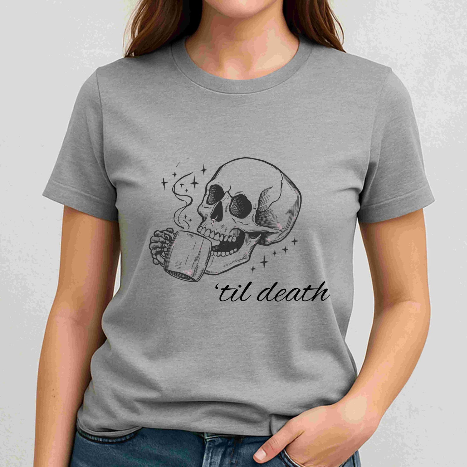 Skull Coffee PNG: Gothic Skeleton Clipart for Sublimation ( Digital ...