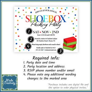 Digital Custom "jesus Loves You" Dots Shoebox Packing Party Invitation ...