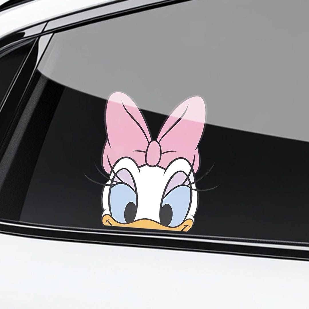 Daisy Duck Peeking Car Window Decal - Bumper Waterproof Vinyl Sticker ...