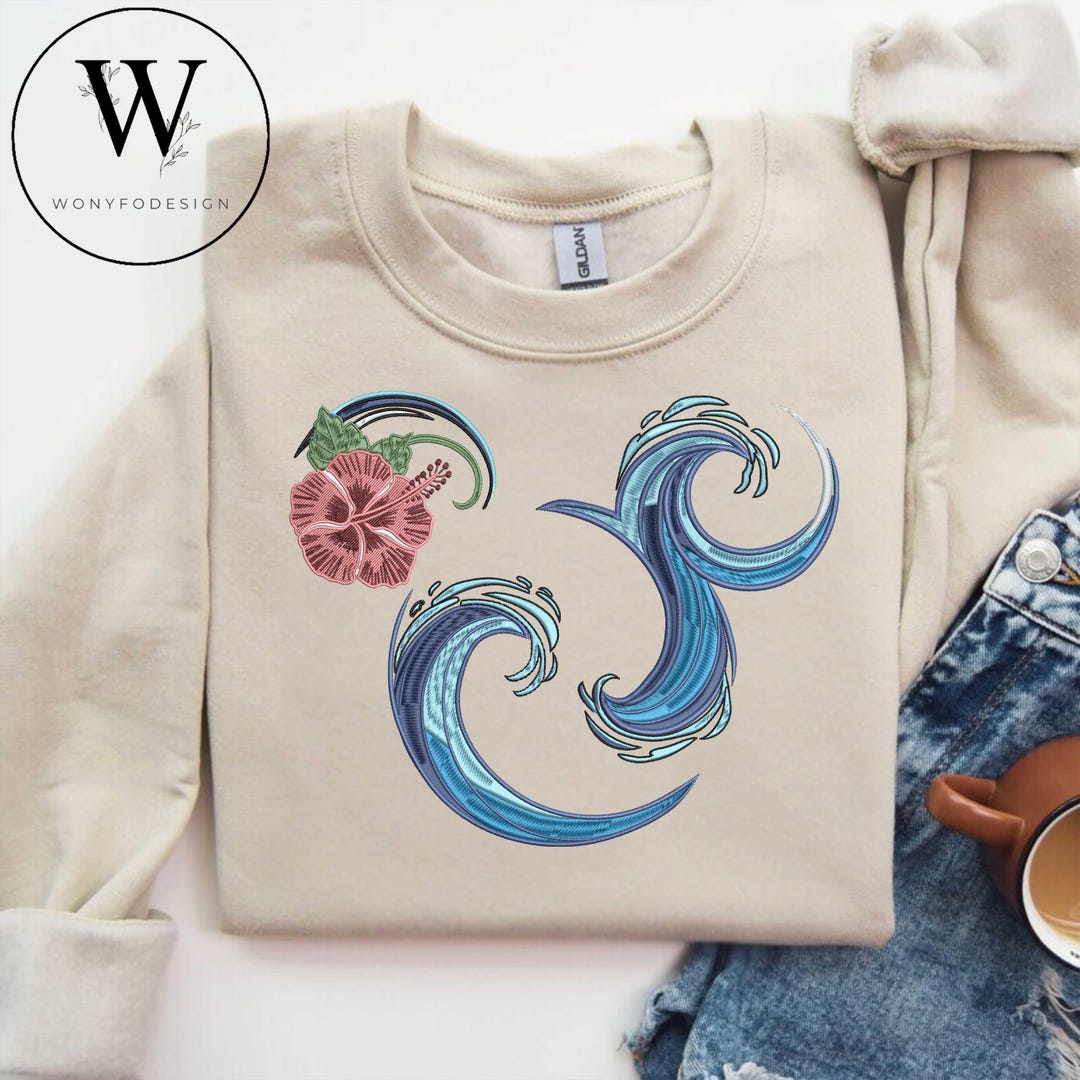 Moana Waves Embroidery, Moana Design, Ocean Embroidery, Hibiscus Patch ...