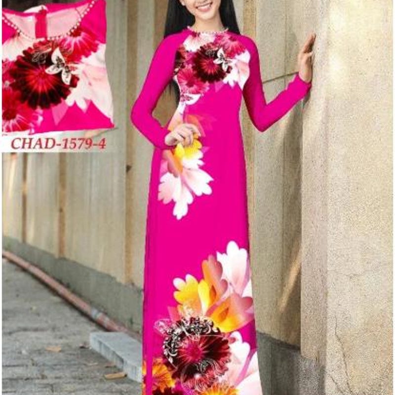 Pink Ao Dai 3d Flowers - Etsy