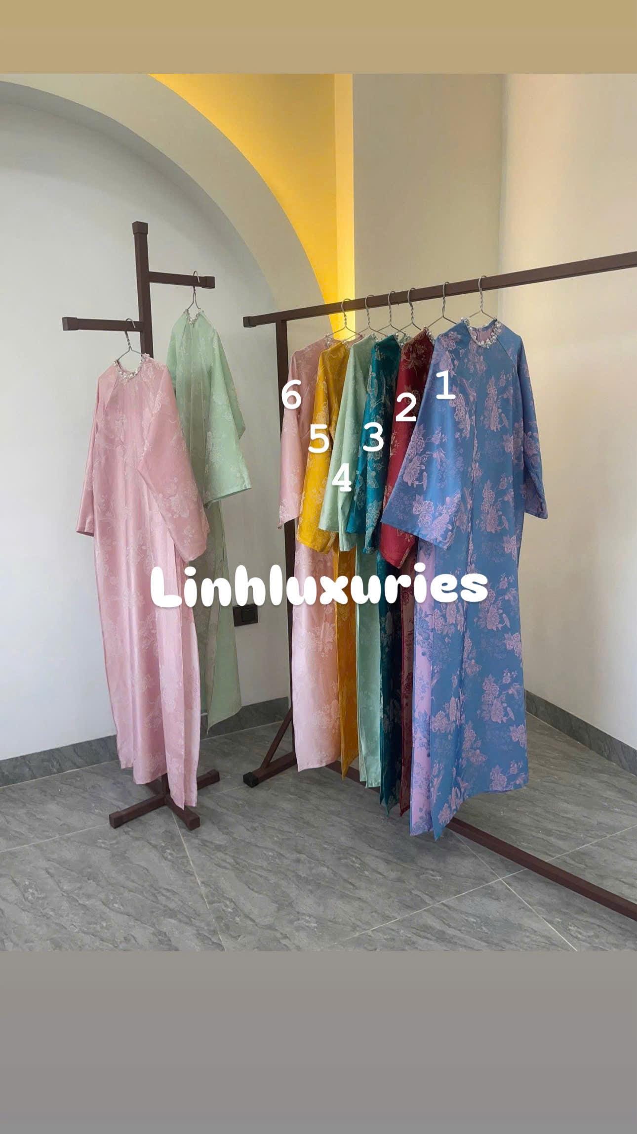 6 Màu - Set Traditional Vietnamese Gam Ao Dai - Bộ áo Dài Gấm Form Rộng ...