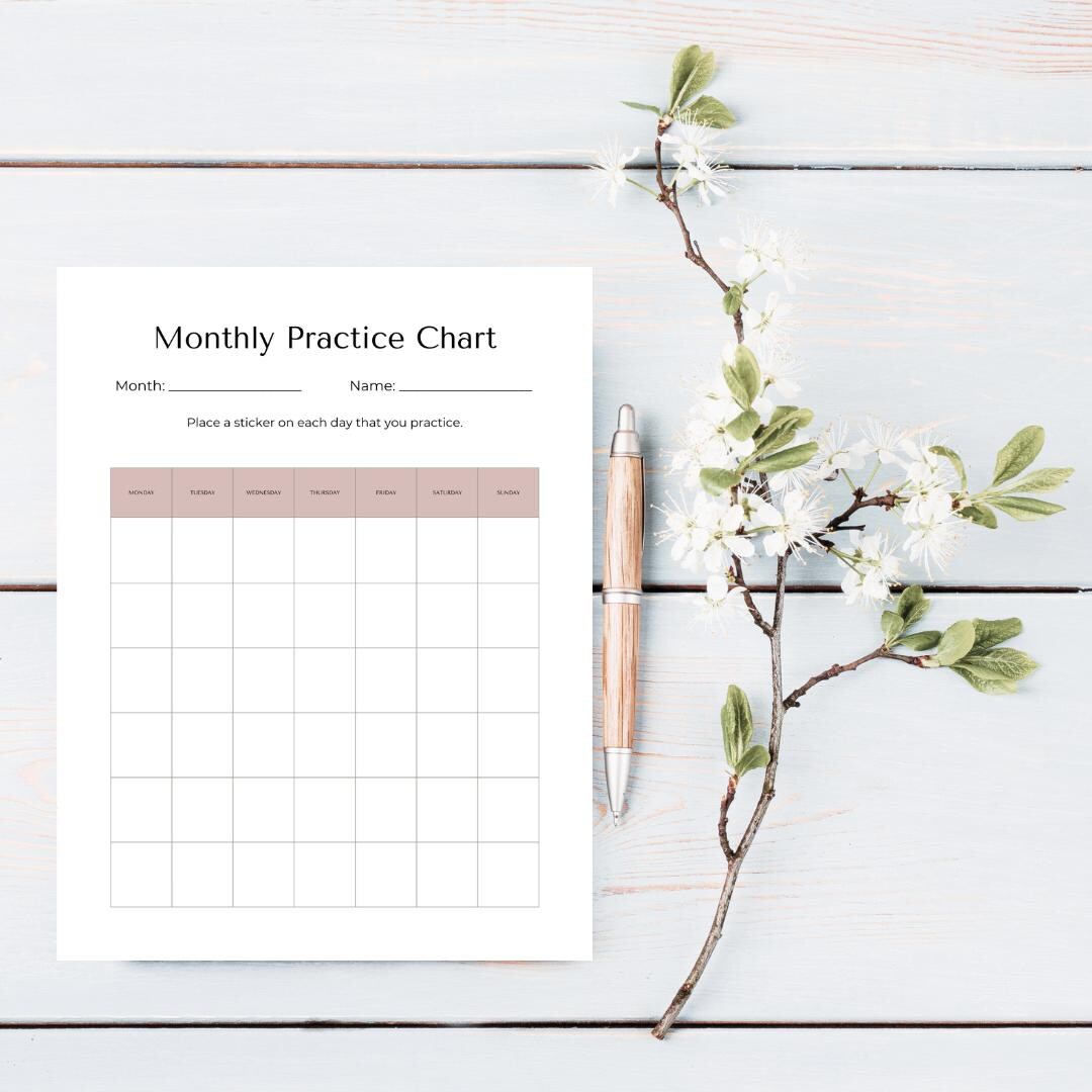 Sticker Monthly Music Practice Chart - PDF Printable - for Music ...