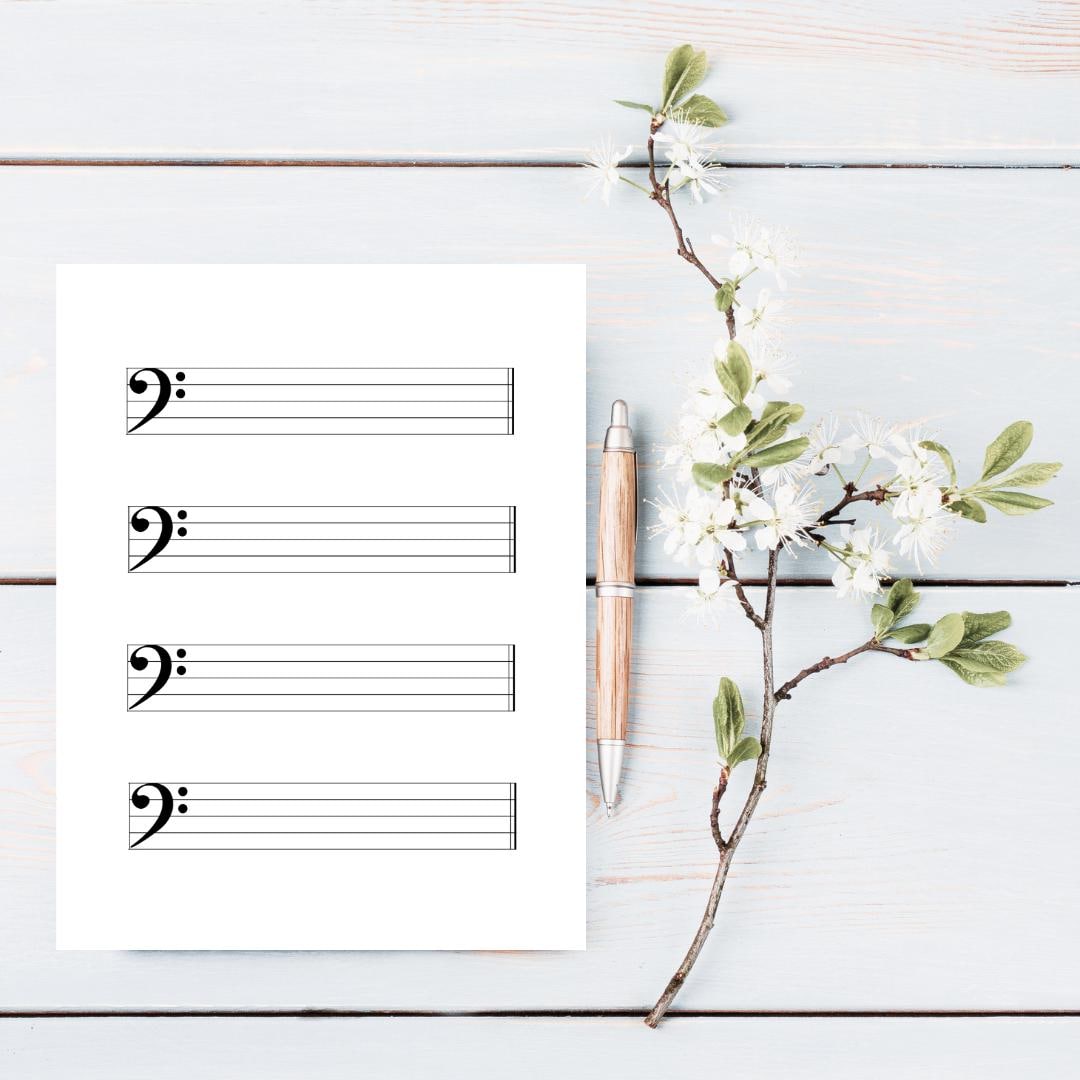 Bass Clef Blank Music Staff - PDF Printable - for Music Teachers - Etsy