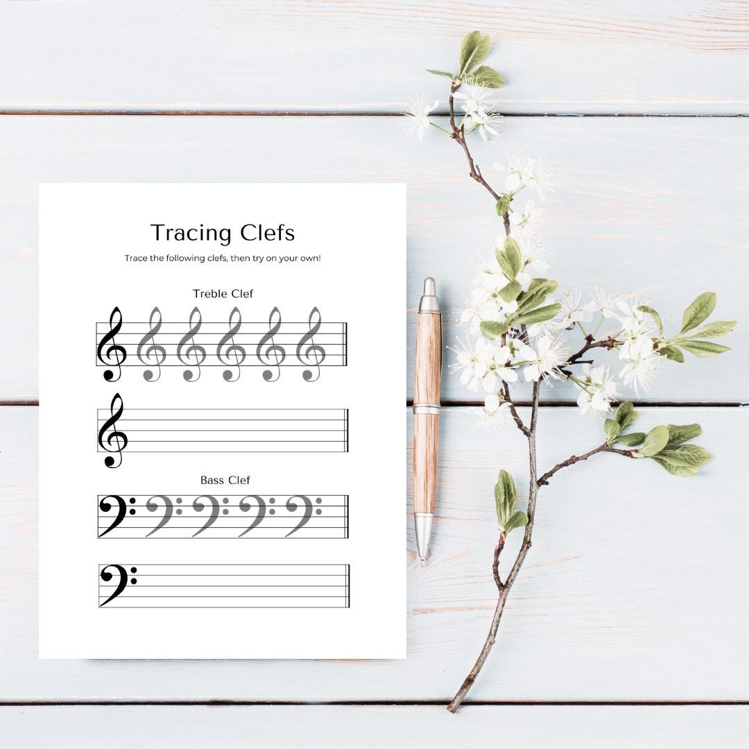 Tracing Clefs - Bass and Treble Clefs - PDF Printable - for Music ...
