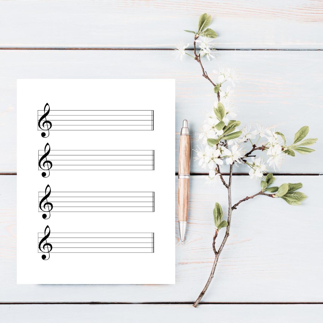 Blank Treble Clef Music Staff - PDF Printable - for Music Teachers ...