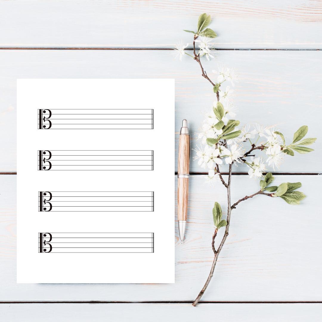 Alto Clef Blank Music Staff - PDF Printable - for Music Teachers- Music ...
