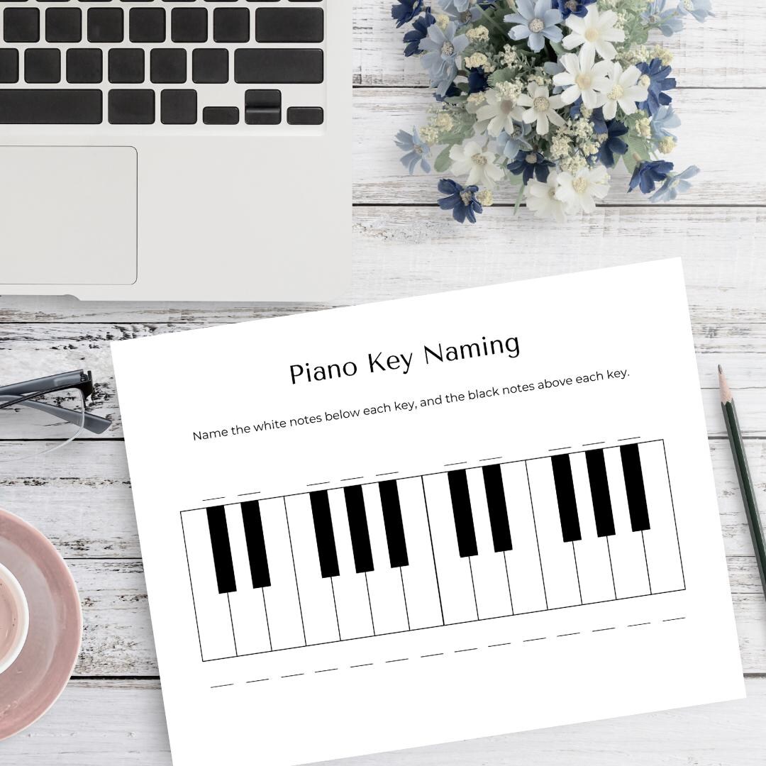 Piano Key Naming - Piano Keyboard (long Version) Black & White Keys ...