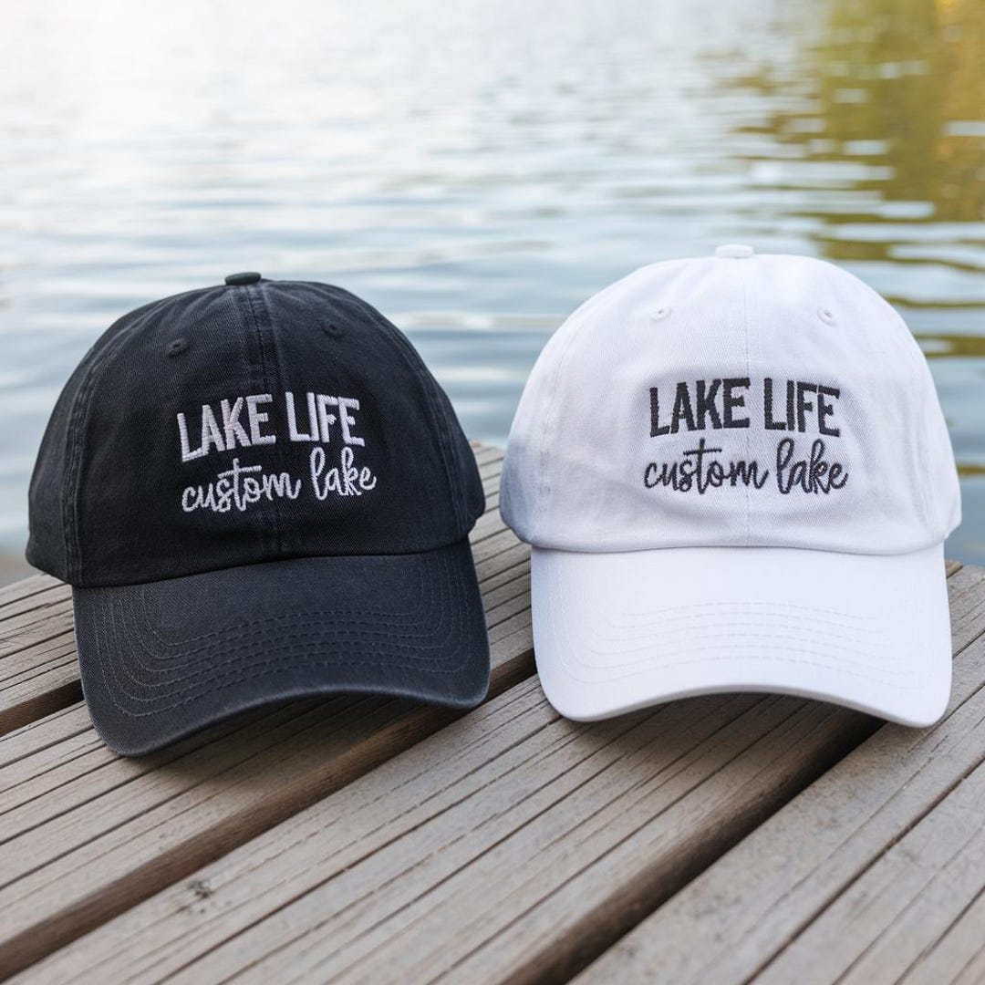 Custom Lake Life Hat, Personalized Embroidered Lake Name Cap, Washed ...