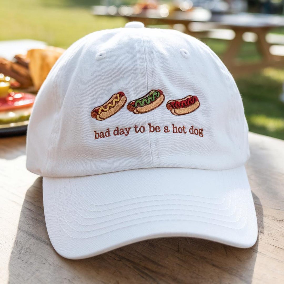 Bad Day to Be a Hotdog Hat, Funny BBQ Embroidered Dad Cap, White ...
