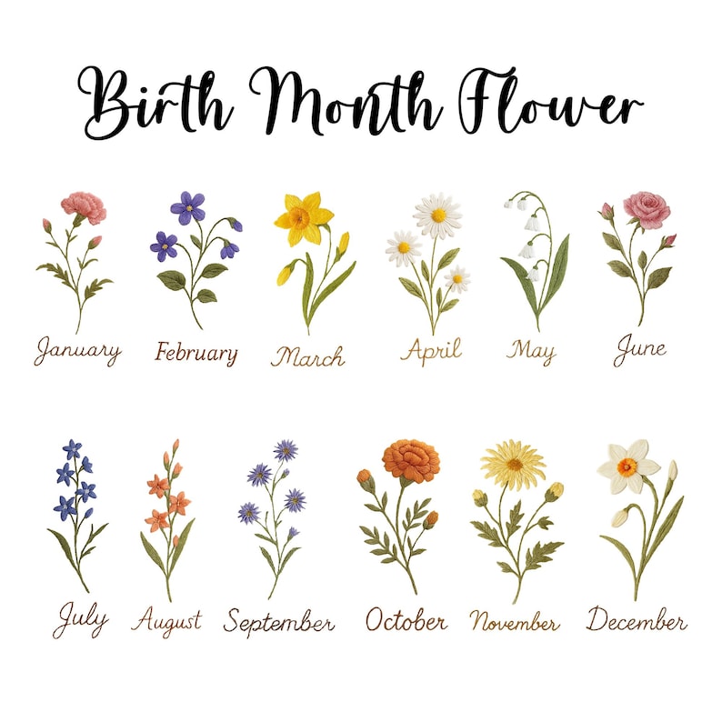 Custom Birth Flower Journal, Hand-embroidered Linen Keepsake Notebook ...