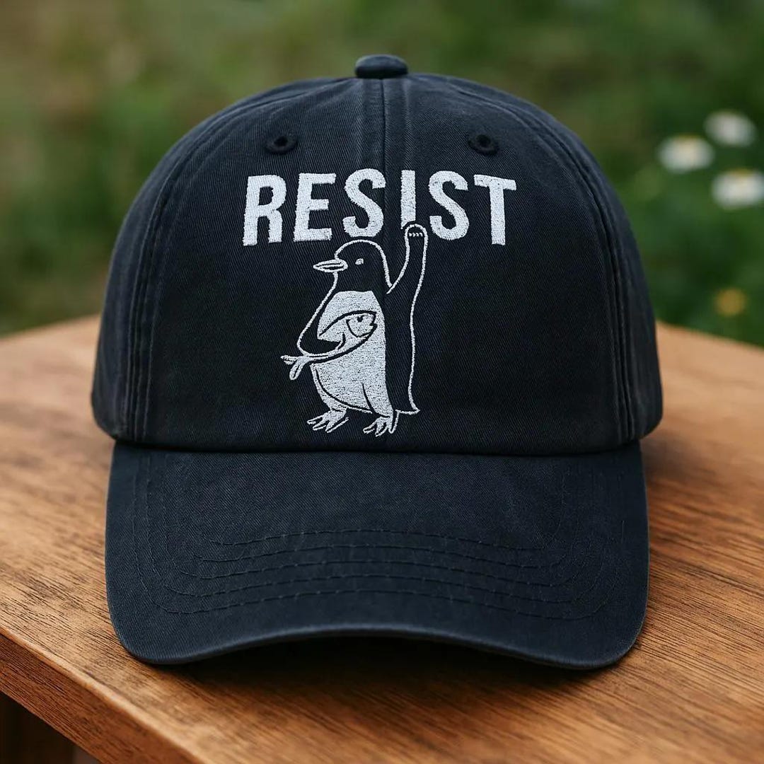 Embroidered Penguins Resist Tariffs, Protest Baseball Cap, Subtle FDT ...