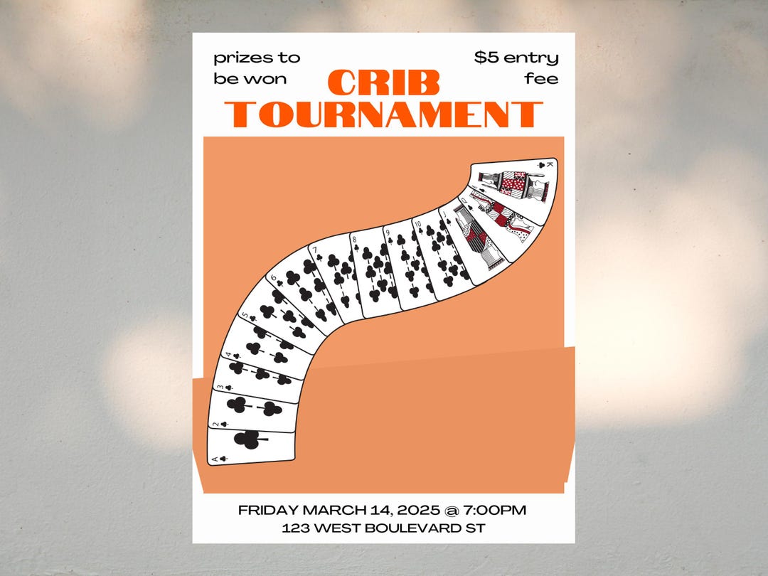 Minimalist Vintage Cribbage Tournament Poster for Games Nights or ...